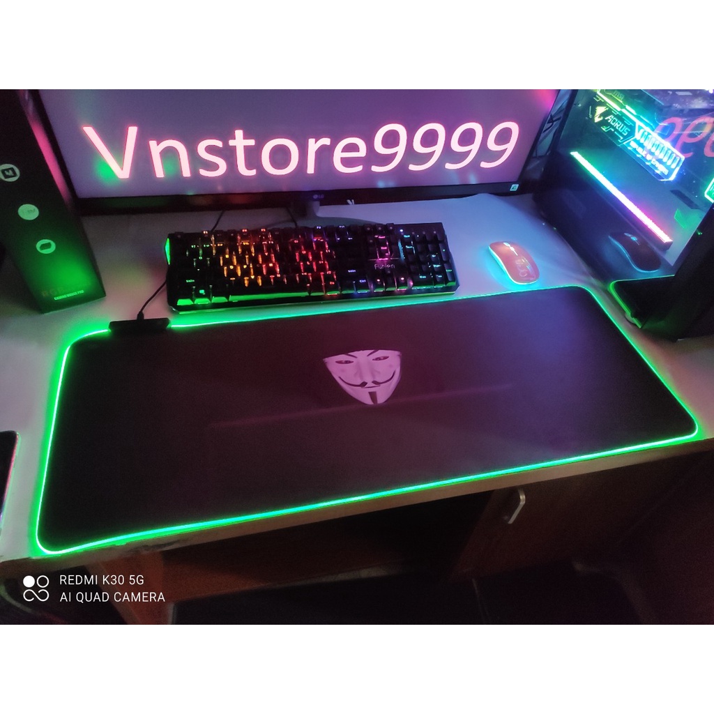 Miếng lót chuột led rgb, 50 mẫu pad chuột cỡ lớn đủ màu sắc full box 25x35 70x30 80x30 siêu bền ...