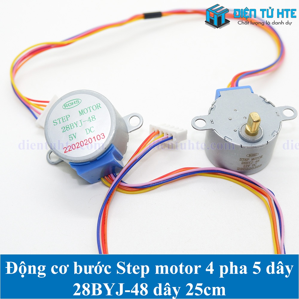 Động cơ bước Stepper motor 4 pha 5 dây 28BYJ-48 5V 12V dây 25cm ...