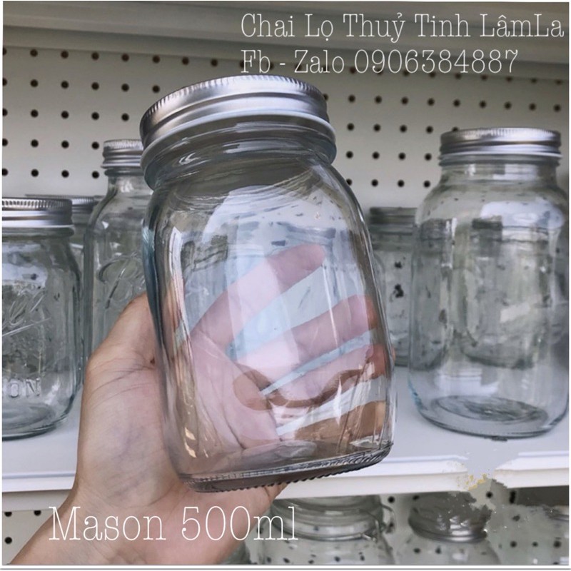 Hũ Thuỷ Tinh Vuông Mason Nắp Nhôm Bạc - Vàng 500ml 1000ml | Shopee Việt Nam
