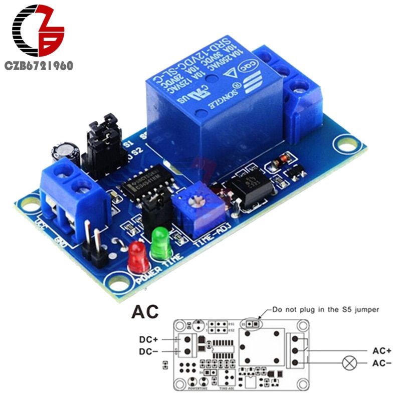 DC 12V Time Relay Module Normal Open Time Delay Relay Timing Timer ...