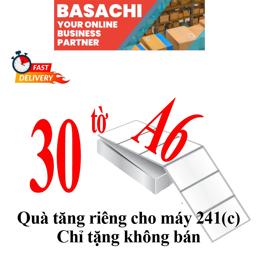 [Quà tặng] Máy in nhiệt BASACHI cắt giấy tự động A6 A7 đơn hàng hóa đơn ...