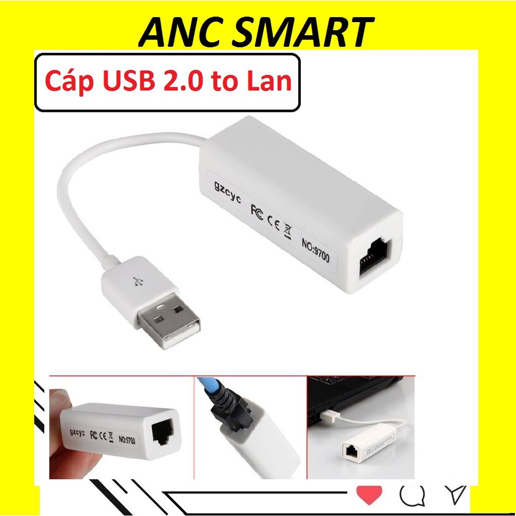 Usb ra LAN dây. Usb LAN dùng cho máy tính hỏng cổng LAN RJ45 | Shopee ...