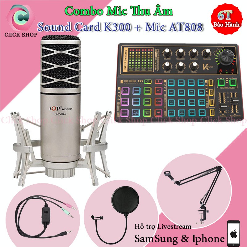 Bộ Mic Thu Âm Aqta AT808 và Sound Card K300 Có Bluetooth Auto-tune Đi ...