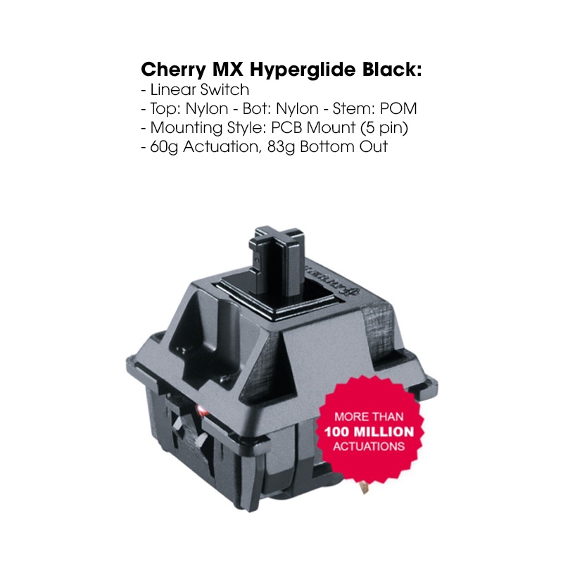 10 switch Cherry MX Hyperglide Black 5 pin - Switch bàn phím cơ - Switch Cherry MX Black ...