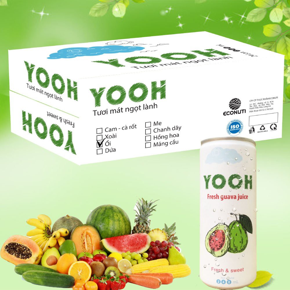Thùng 24 lon nước ép Ổi đào tươi YOOH (240ml/lon) | Shopee Việt Nam