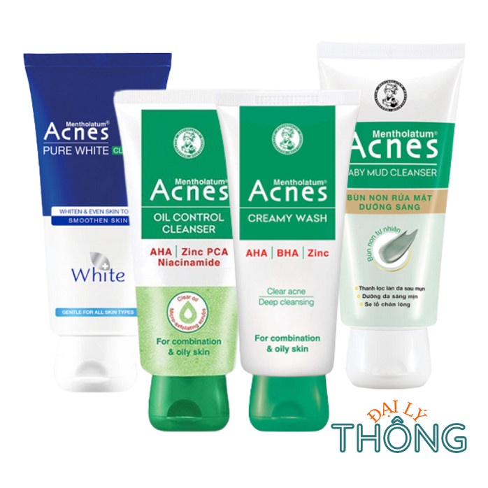 Sữa Rửa Mặt Acnes Oil Control | Pure White | Baby Mud | Creamy Wash ...