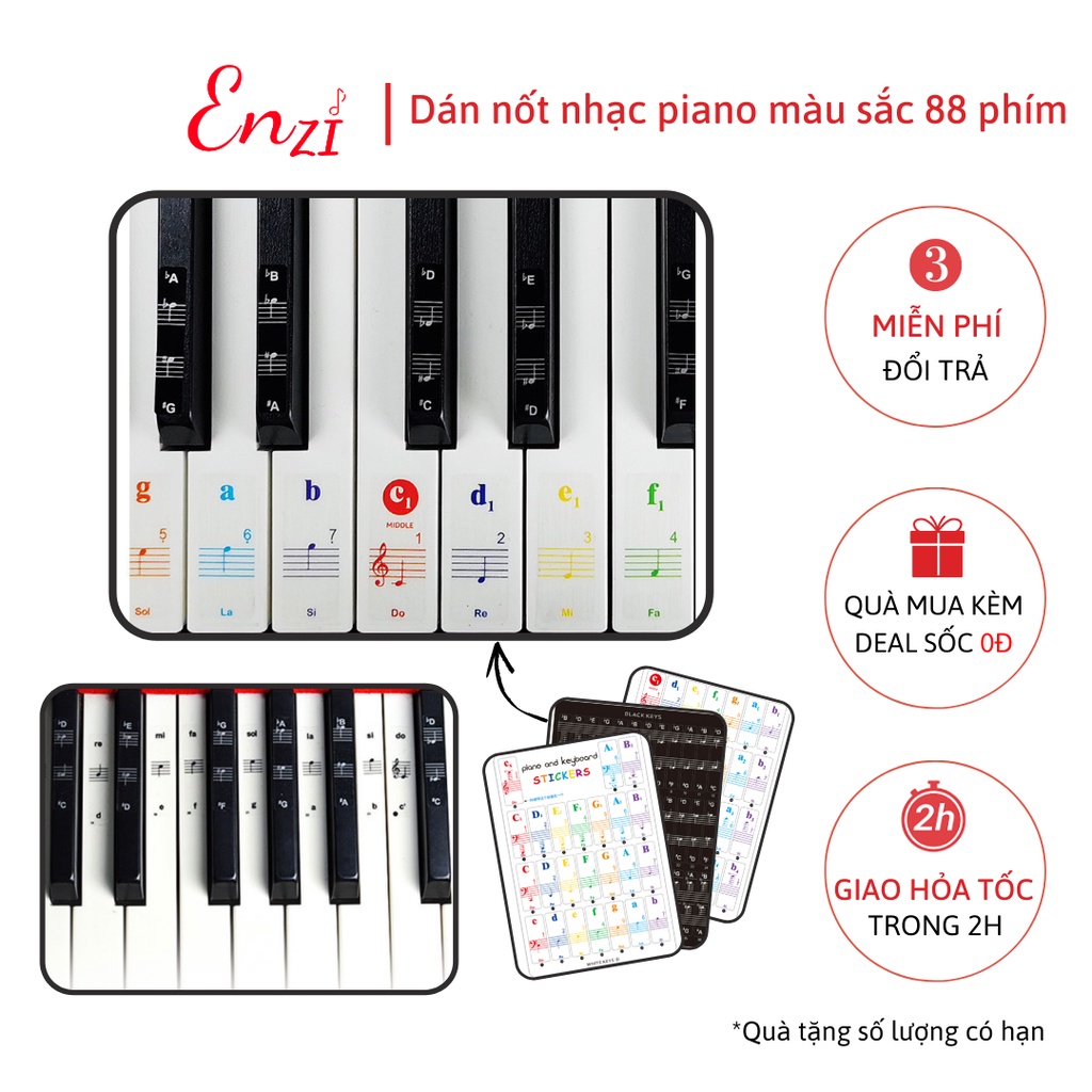 Sticker dán nốt bàn phím đàn piano organ Decal đánh dấu vị trí note ...
