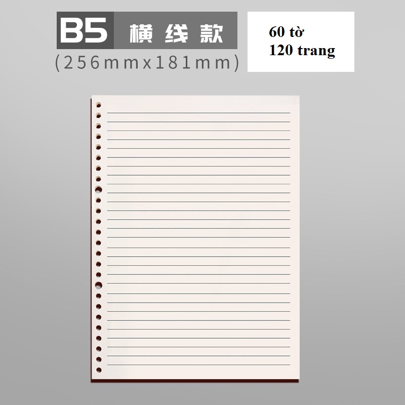 Ruột sổ còng giấy refill A5 B5 A4 20 26 30 caro kẻ ngang sổ planner bullet journal chống loá ...