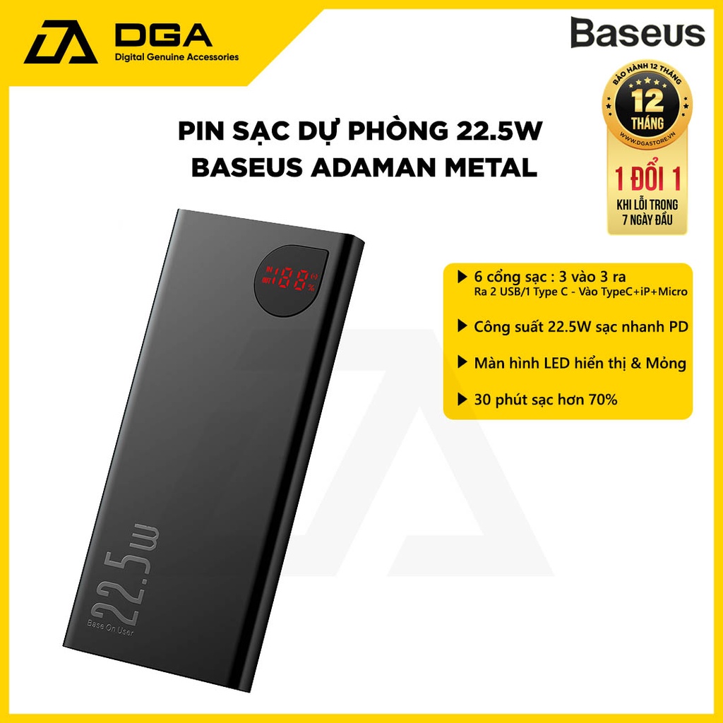Pin Sạc Dự Phòng 22.5W Baseus Adaman Metal Digital Display Quick Charge Power Bank | Shopee Việt Nam