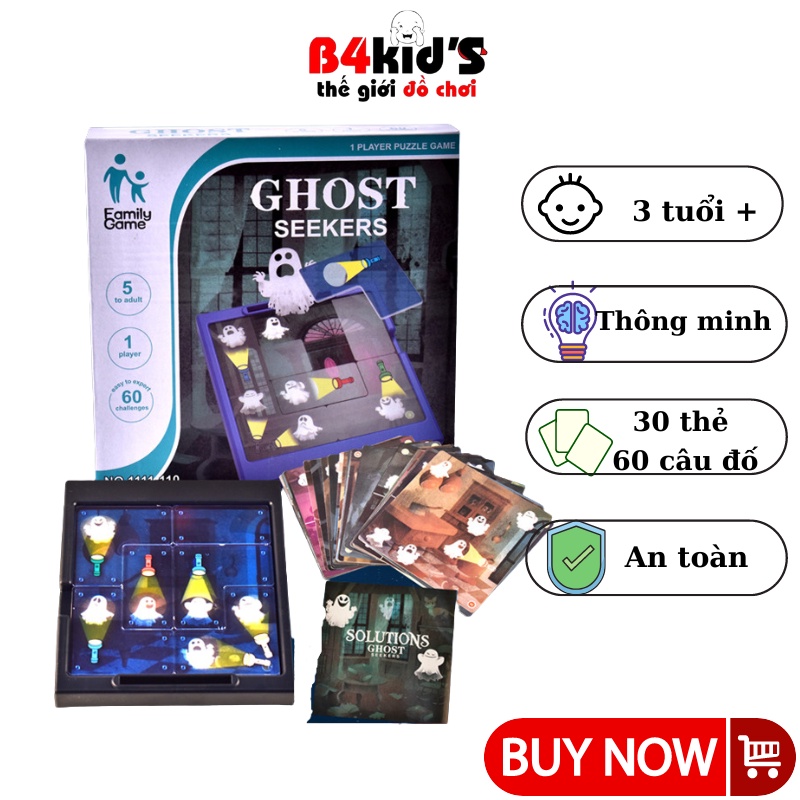 đồ chơi board game xếp hình đèn pin bắt ma ghost catchers 30 thẻ 60 câu ...
