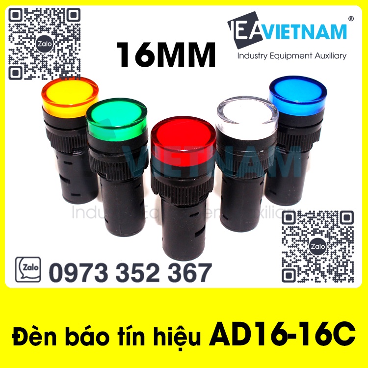 Đèn báo tín hiệu phi 16 AD16-16C 220V 24V / Đèn báo pha phi 16mm có LED | Shopee Việt Nam