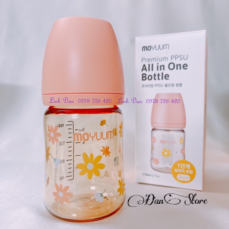 Bình sữa Moyuum Hoa cúc màu hồng 170ml 270ml chính hãng, Bình moyuum hoa cúc chính hãng hàn quốc ...