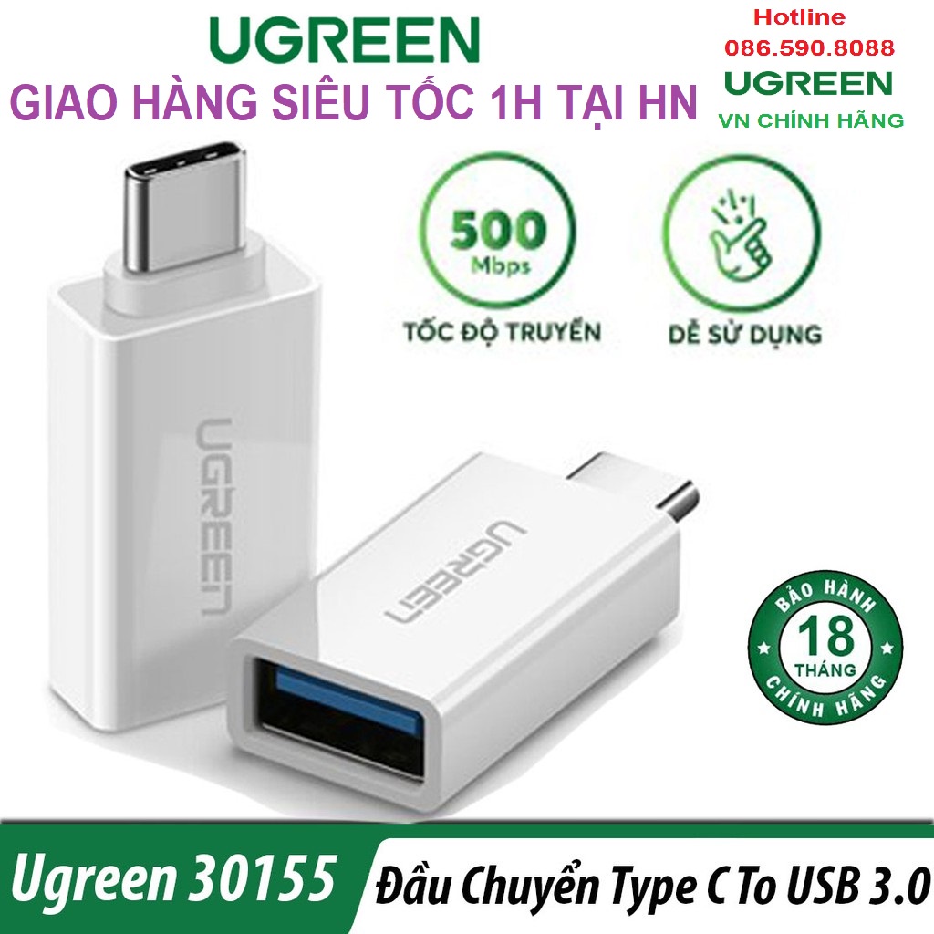 Đầu chuyển USB Type-C sang USB 3.0 Ugreen 30155 - Hàng chính hãng Bảo Hành 18 tháng | Shopee ...
