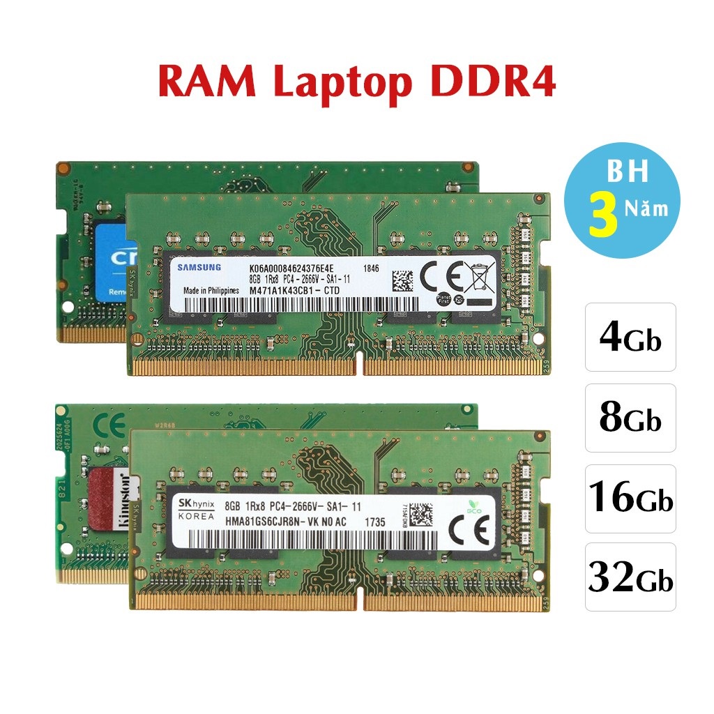 RAM Laptop DDR4 4Gb 8Gb 16Gb bus 2133 2400 2666 3200MHz Samsung SKhynix ...