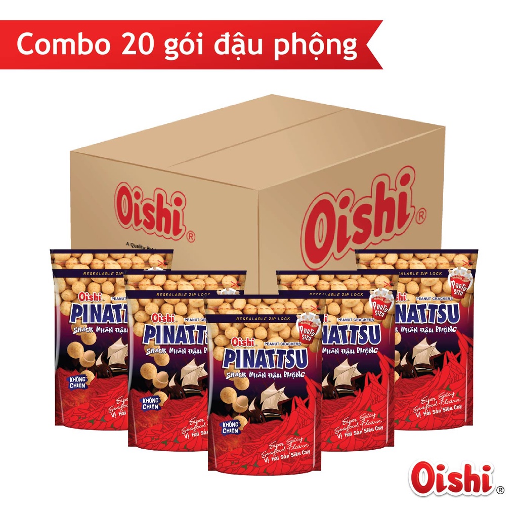Combo 20 gói Oishi Snack Nhân Đậu Phộng Vị Hải Sản Siêu Cay Pinattsu ...