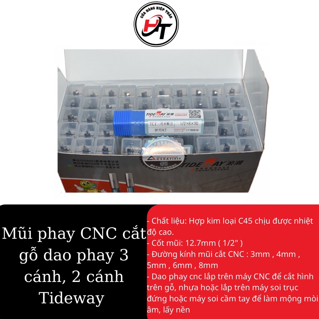 Mũi phay CNC cắt gỗ dao phay 3 cánh , 2 me thẳng và Xoắn TCT Tideway 3 ...