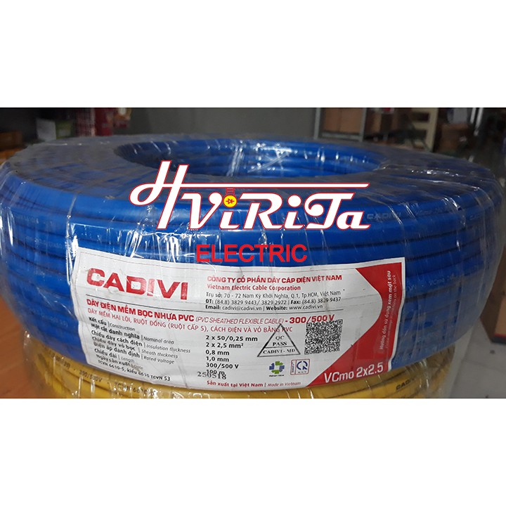 [FREESHIP 70K] Dây điện đôi CADIVI 2 lớp bọc 2x2.5 Vcmo 2x2.5 cuộn 100 ...