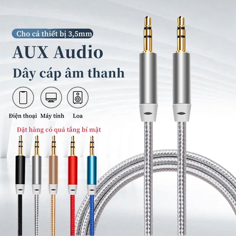 Dây AUX Kết Nối Loa,Giắc Aux 2 đầu 3.5 mm,dài 1.5m dành cho audio kết nối âm thanh laptop,điện ...