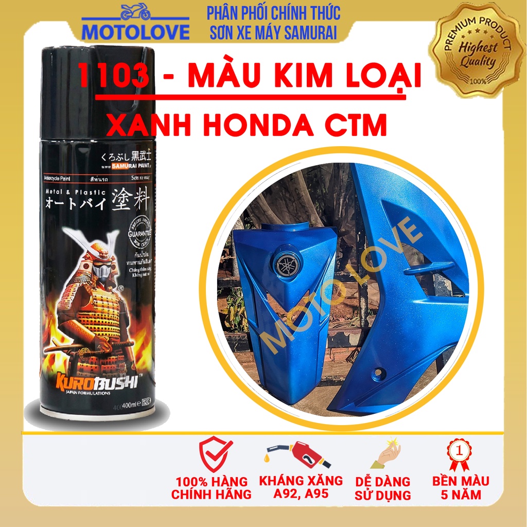 Sơn Samurai xanh kim loại Honda CTM 1103** - chai sơn xịt chuyên dụng ...