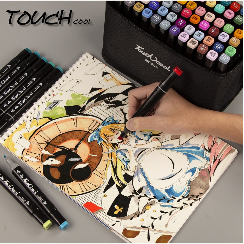 Bút màu Marker Touch Cool họa cụ tô màu dạ vẽ tranh anime Túi Vải Bộ 30 ...