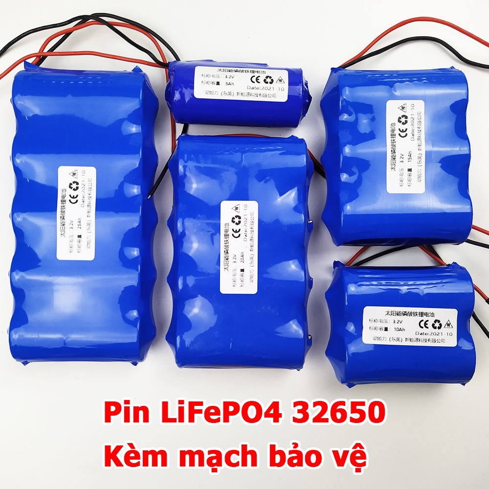 Pin sắt LiFePO4 32650 3.2V có mạch bảo vệ 1S cho đèn năng lượng mặt trời 25W 40W 60W 100W 200W ...
