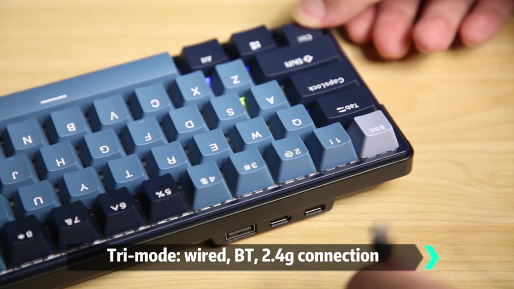 Bàn phím cơ ROYAL KLUDGE Rk61Plus 2.4G Kh Ng D Y bluetooth 3.0 V Usb C Ba Ch có đèn nền Rgb ...