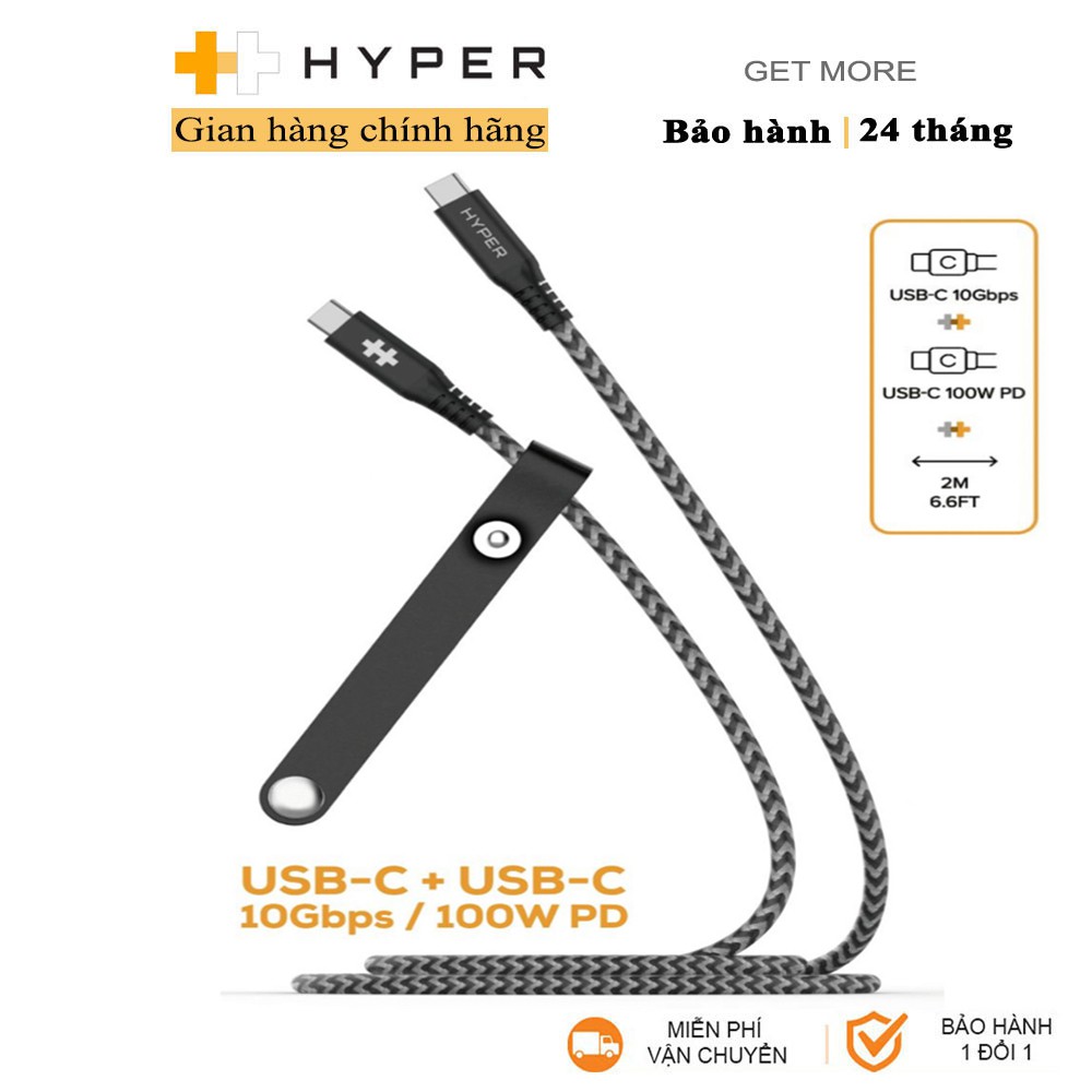 Cáp USB-C to USB-C 2m HyperDrive Deta & charging 10Gbps + 100W (HD ...