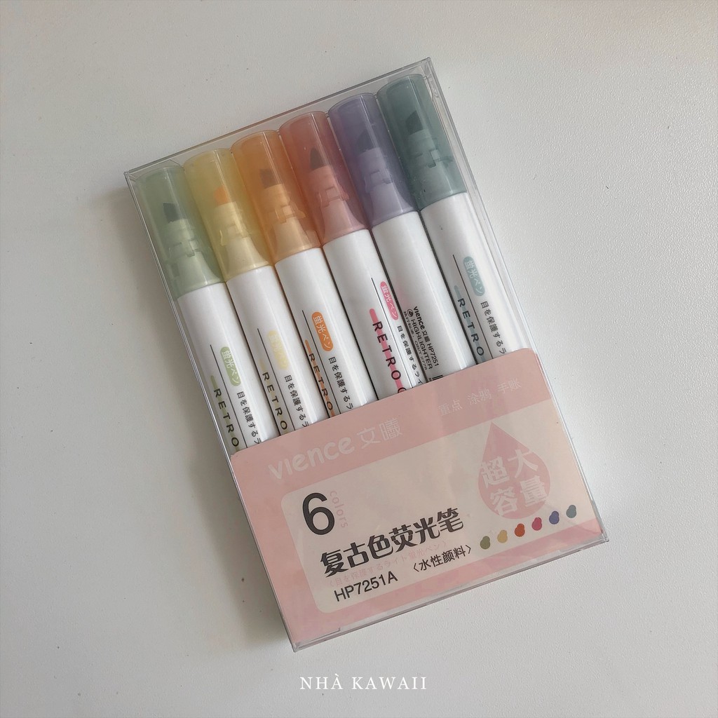 Set bút highlight màu pastel Retro Color, bút đánh dấu nhiều màu ...