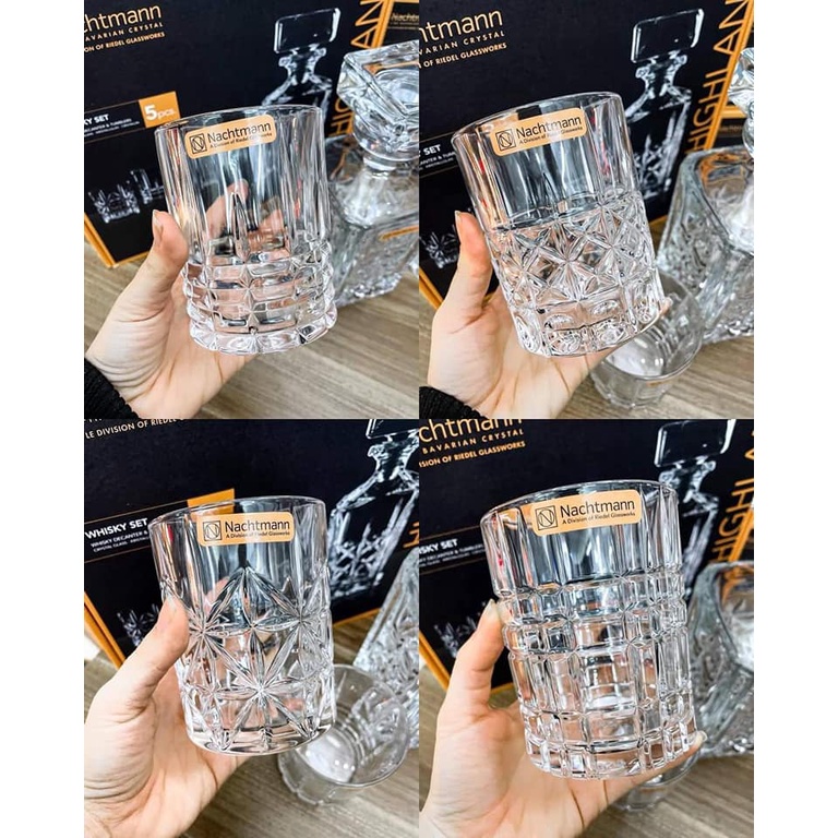 BỘ 4 CỐC PHA LÊ NACHTMANN TUMBLER-BÊCHR 345ML. MADE IN GERMANY (4 cốc 4 hoa văn khác nhau ...