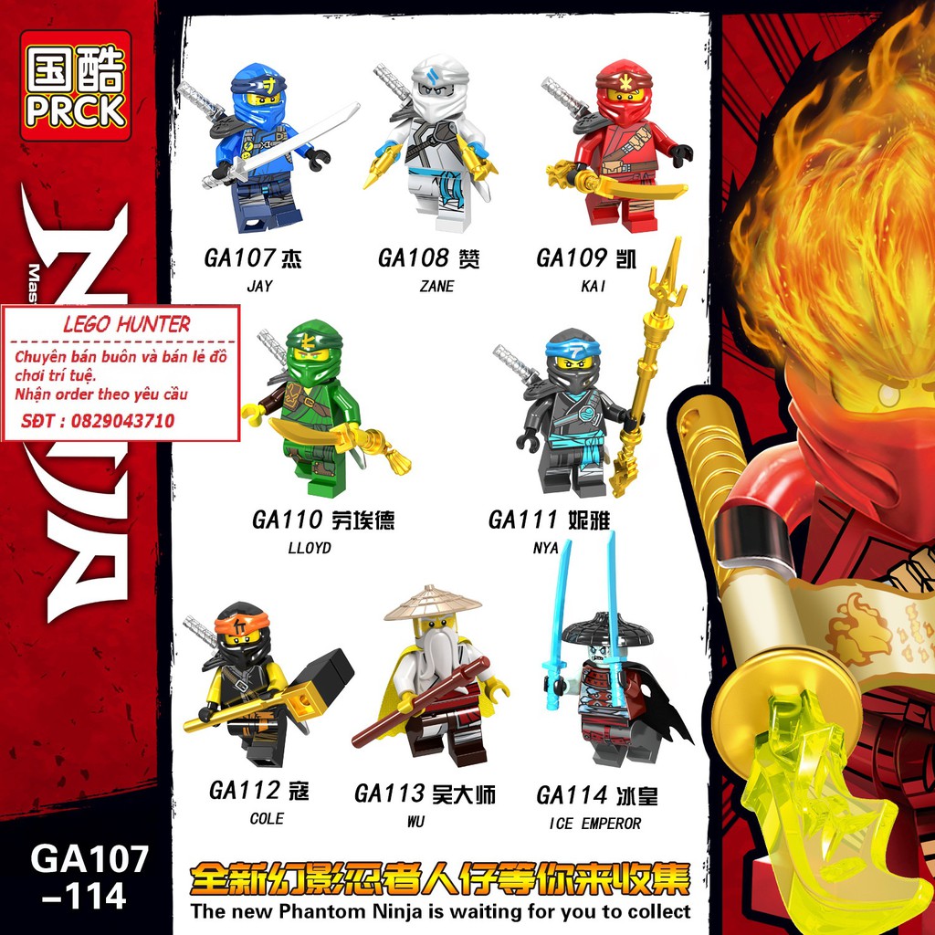 Lego Ninjago minifigures Nhân vật New Phantom Ninja Zay Kai Zane LLoyd ...