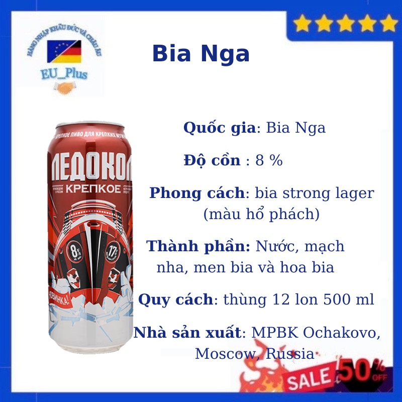 Bia Tàu Phá Băng Ledokol 8% 500ml - Nga - Uống là mê | Shopee Việt Nam