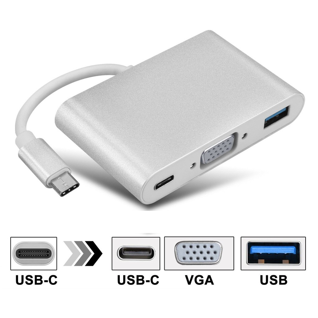 Cáp Chuyển Đổi Từ USB-C Sang USB 3.0/VGA-Type C - Cáp chuyển tín hiệu Type C sang cổng VGA + Usb ...