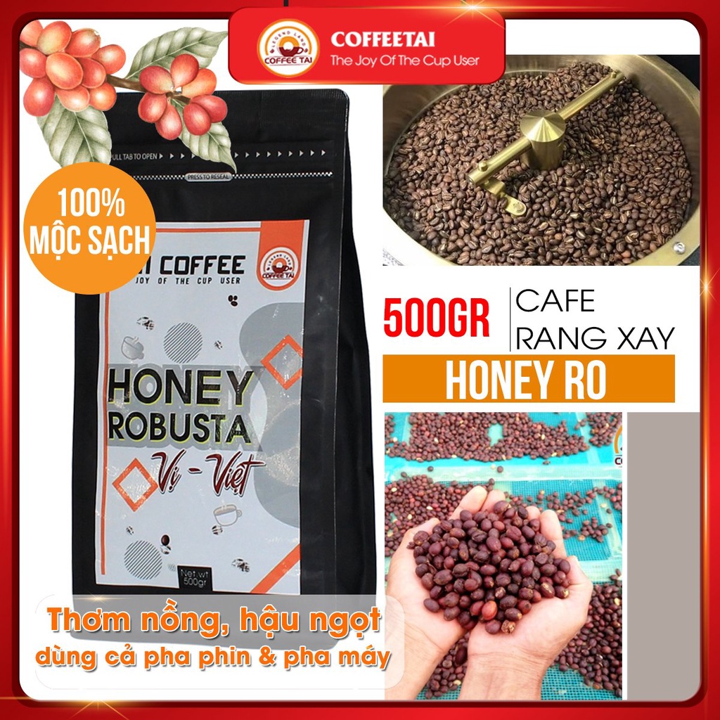 Cafe Honey Robusta rang mộc COFFEETAI, 500gr cafe rang xay nguyên chất ...