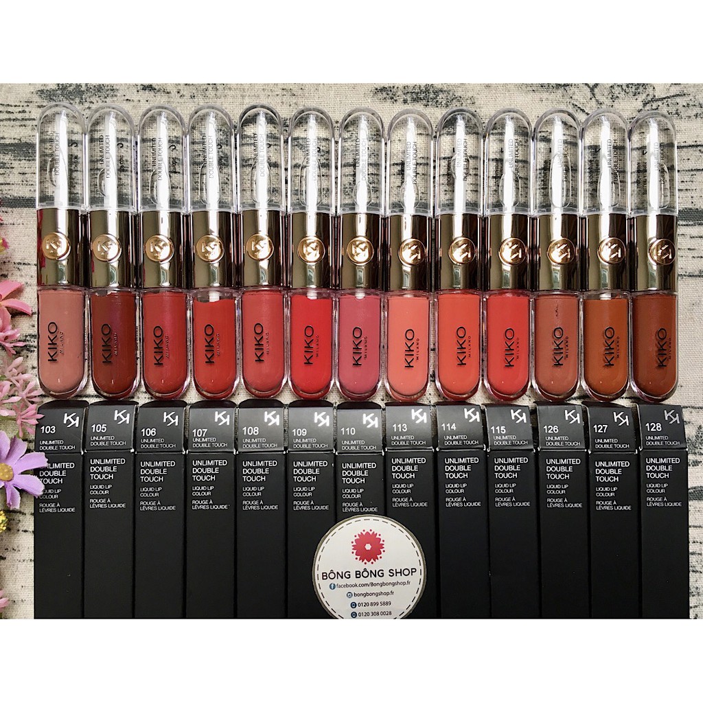 (Chuẩn Pháp-Sẵn 13 màu) Son kem siêu lì 2 đầu KIKO Unlimited Double ...