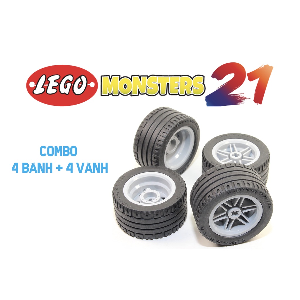 [1 bộ, 4 cái ] Lego chính hãng- Bánh xe kích thước 30,4 x 20 và vành ...