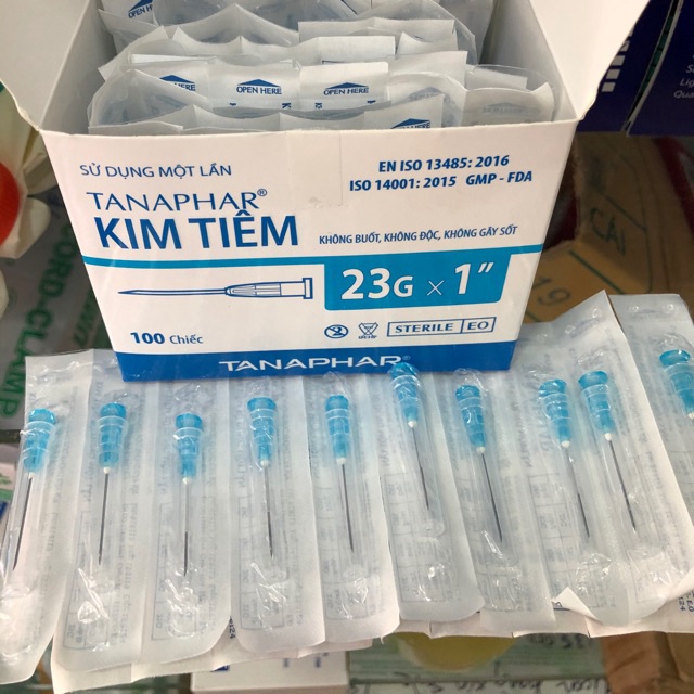 [Hộp 100 cây] SIÊU BÉN - đầu kim tiêm ép vỉ tiệt trùng 23G TANAPHAR - ĐẦU KIM TIÊM SẠC LẤY THUỐC ...