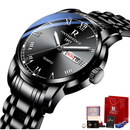 Đồng hồ Ontheedge nam dây thép RZY031 fullbox (full đen) | Shopee Việt Nam