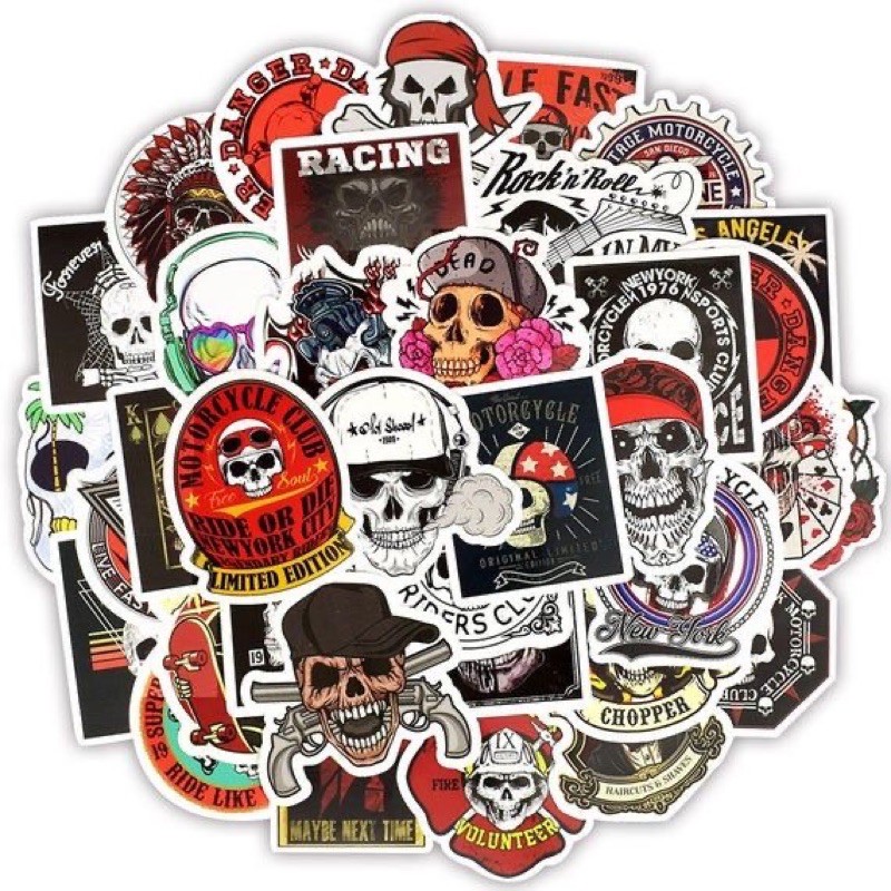 Bộ 100 sticker đầu lâu cực ngầu giao mẫu ngẫu nhiên dùng để trang trí ...