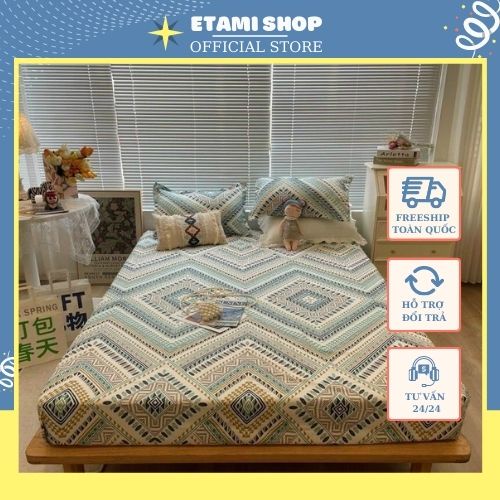 Ga Trải Giường Cao Cấp ETAMI cotton poly Họa Tiết Thổ Cẩm Drap Giường ...