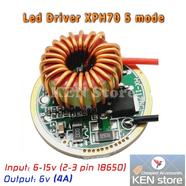 Led driver, nguồn led 20W in 6V-15V (2-3 pin 18650), out 6V cho chip ...