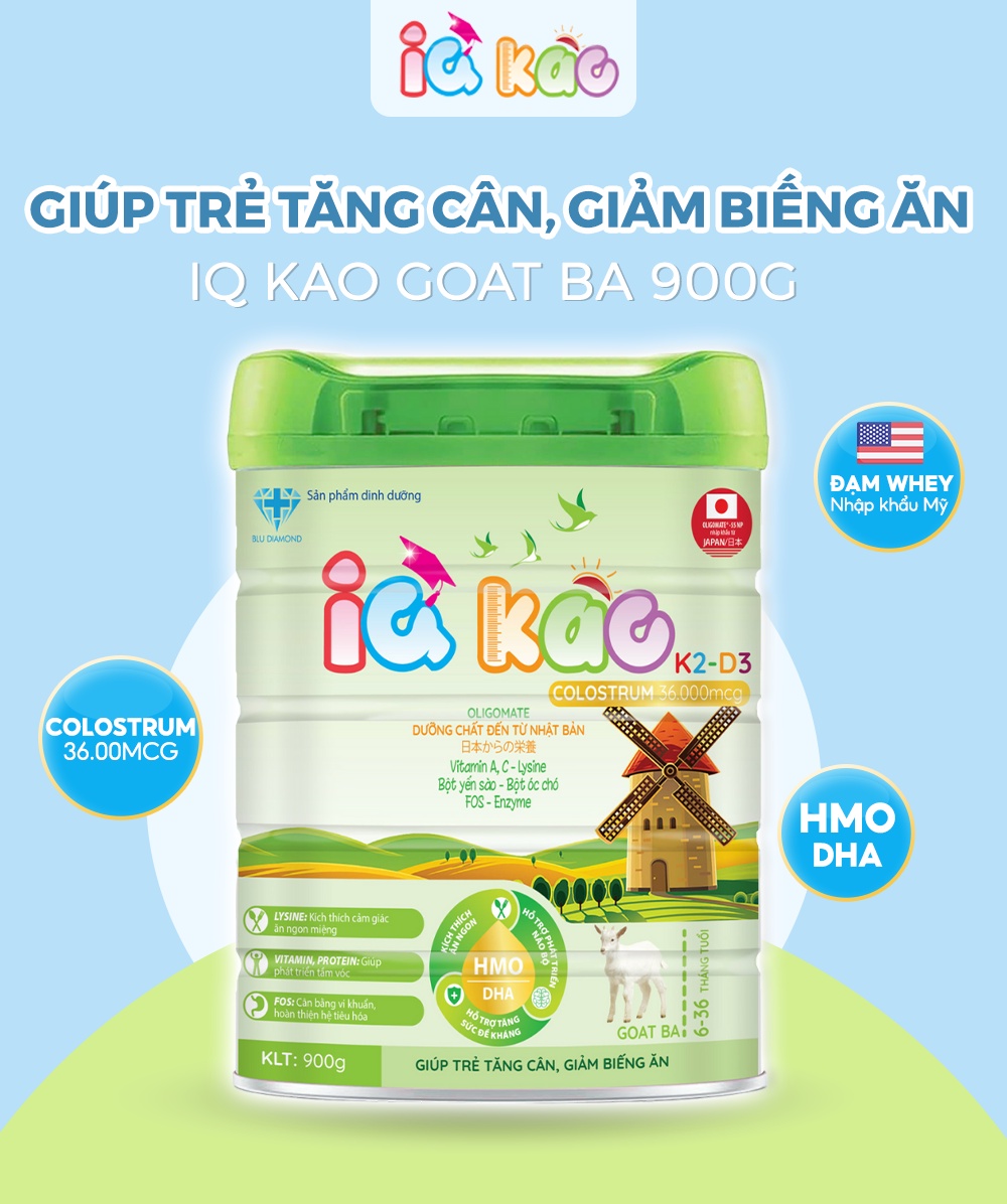 Sữa bột sữa dê IQ KAO Goat BA giúp bé ăn ngon tăng hệ miễn dịch và phát ...