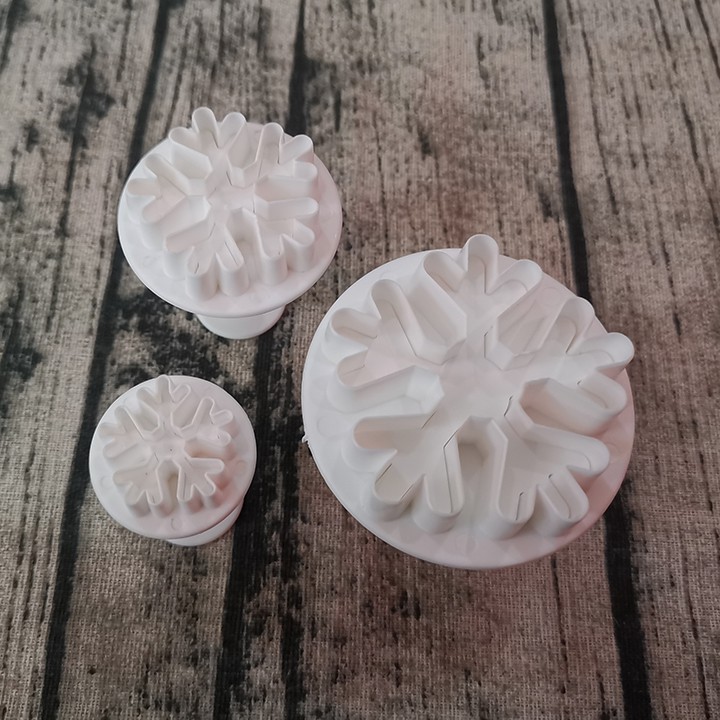 HCM - Bộ 3 khuôn nhấn fondant, khuôn cắt bánh quy hình Hoa bông tuyết 5 ...