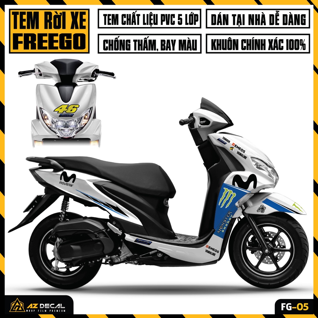 Tem xe Yamaha FreeGo Phong Cách Movistar | FG-05 | Decal Chế Dán Xe ...
