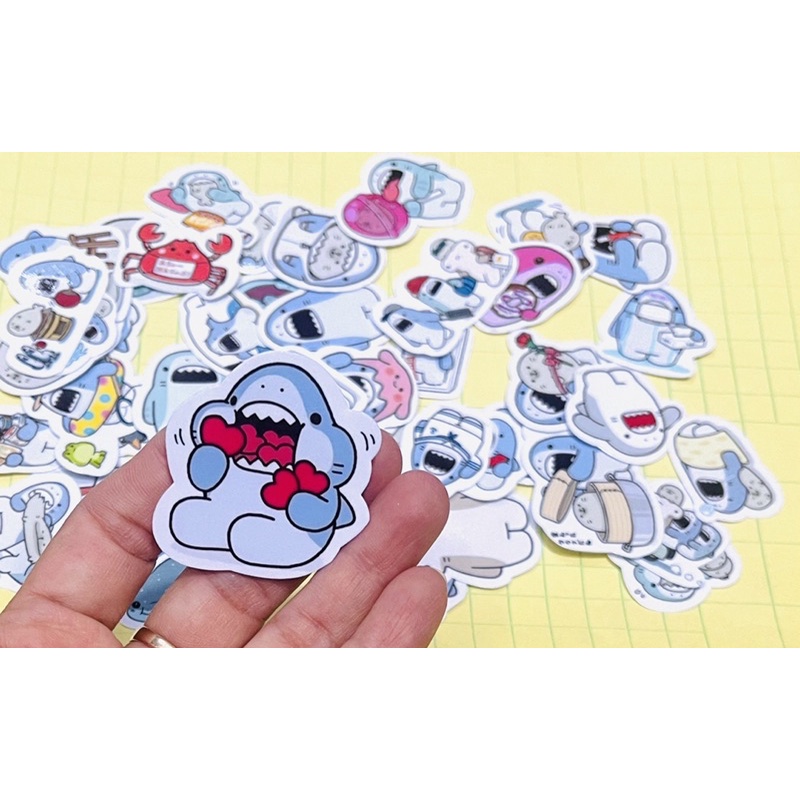Sticker samezu shark 30-60 cái ép lụa chống xước chống nước/ảnh dán ...
