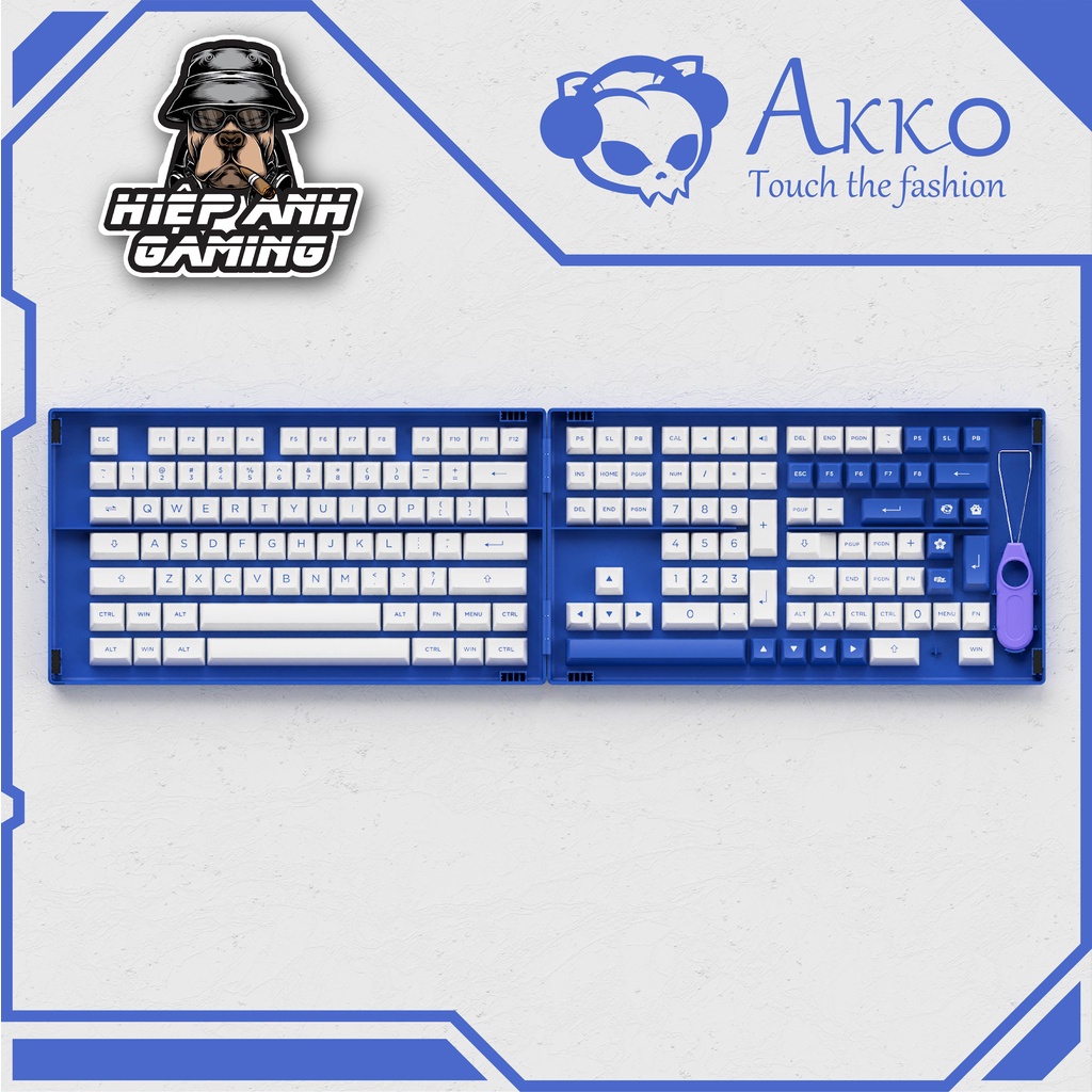 AKKO Keycap set – Blue on White (PBT Double-Shot/ASA profile/197 nút ...