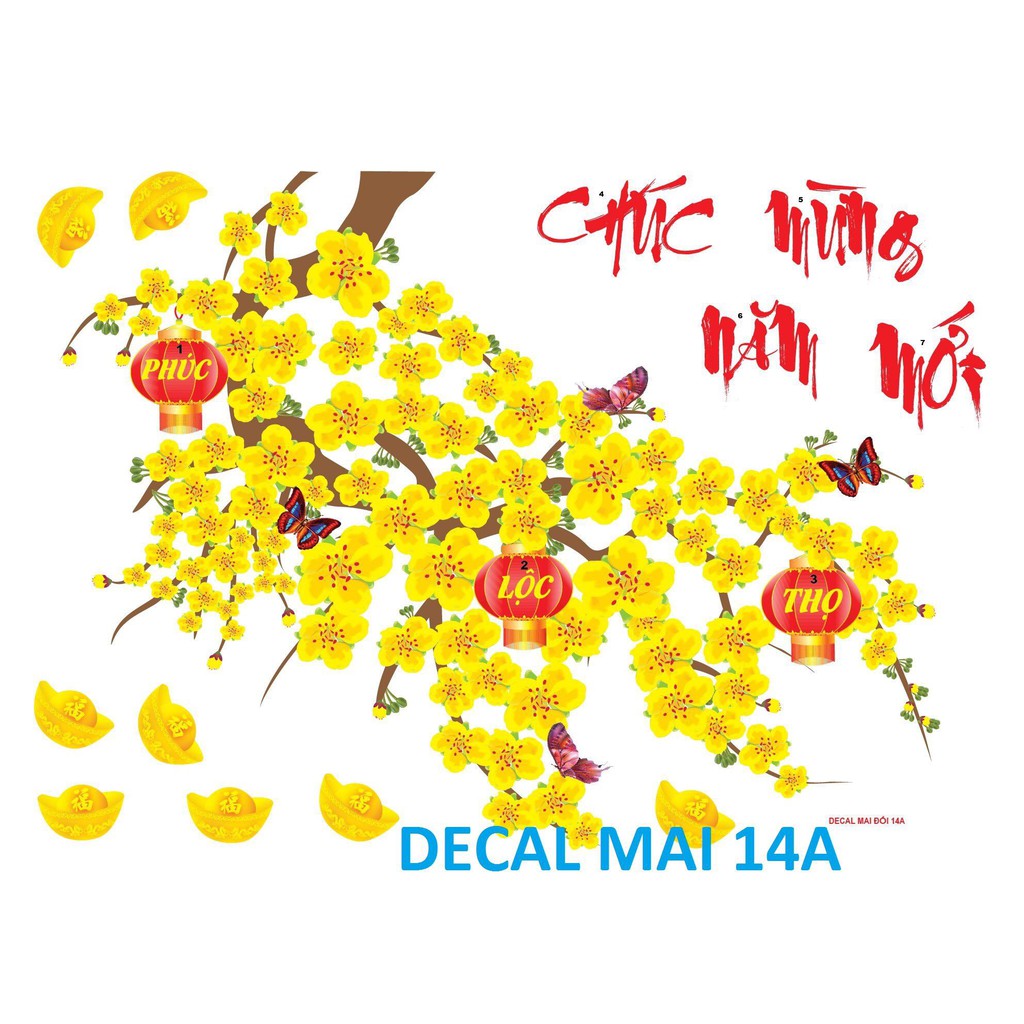 Decal hoa mai trang trí tết | Shopee Việt Nam