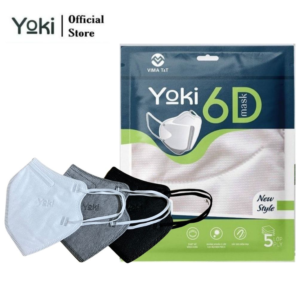 Túi 10 Chiếc Khẩu Trang 6D Mask Yoki 5 Lớp Kháng Khuẩn Lọc Bụi Mịn PM2 ...