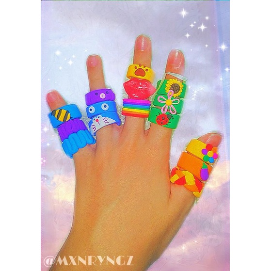 Nhẫn đất sét tự khô / Chunky clay rings indie aesthetic FULL MẪU Vol.2 ...