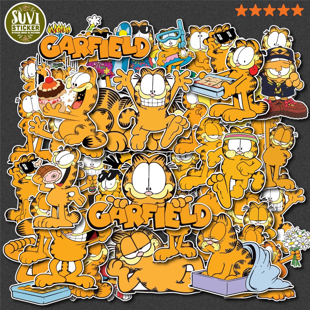 50 Sticker Garfield chống nước sticker dán mũ bảo hiểm, laptop, điện ...