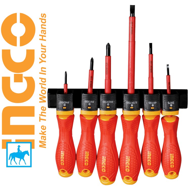 Bộ 6 Tua vít Cách Điện Có Nam Châm Tay cầm cách điện 1000V Insulated ...